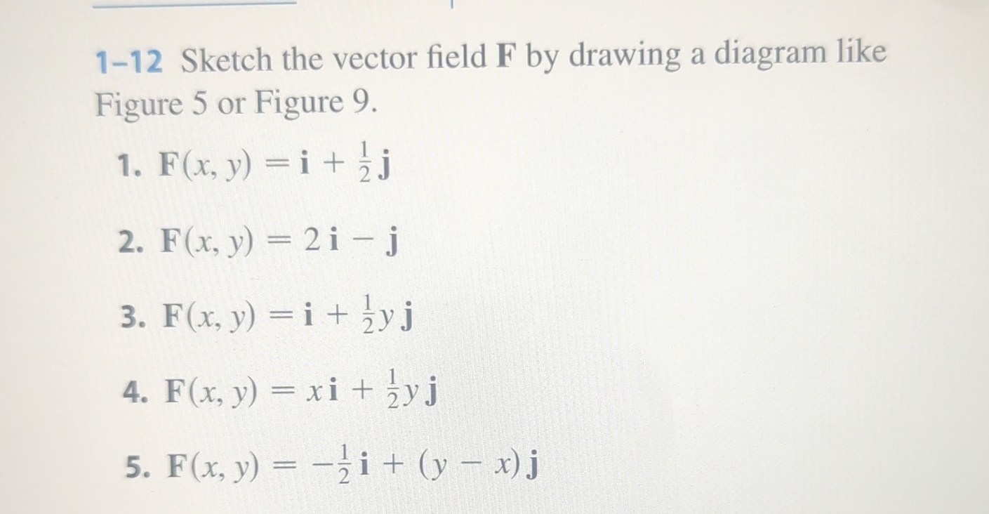 Solved 1-12 ﻿Sketch the vector field F ﻿by drawing a diagram | Chegg.com