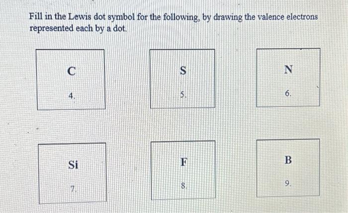 Solved Fill in the Lewis dot symbol for the following, by | Chegg.com