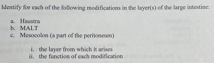 Solved Identify for each of the following modifications in | Chegg.com