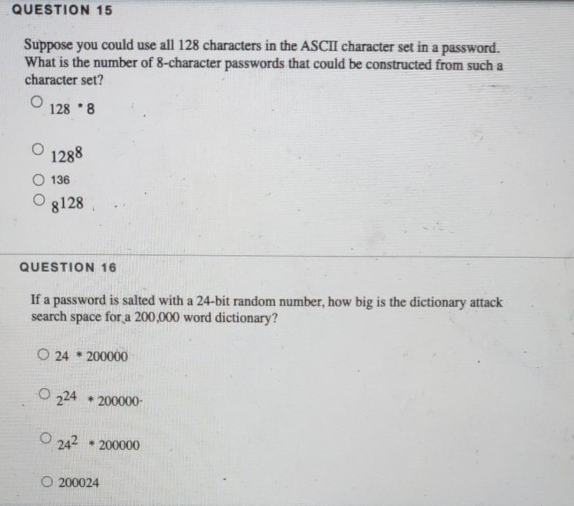 Solved QUESTION 15 Suppose you could use all 128 characters | Chegg.com