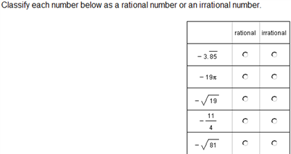 Solved Classify each number below as a rational number or an | Chegg.com