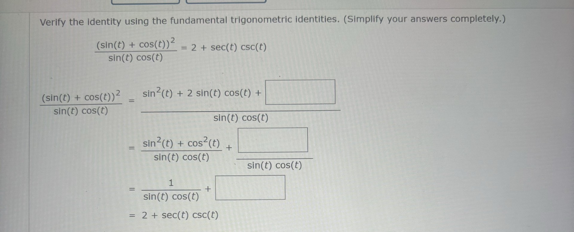Solved Verify the identity using the fundamental | Chegg.com