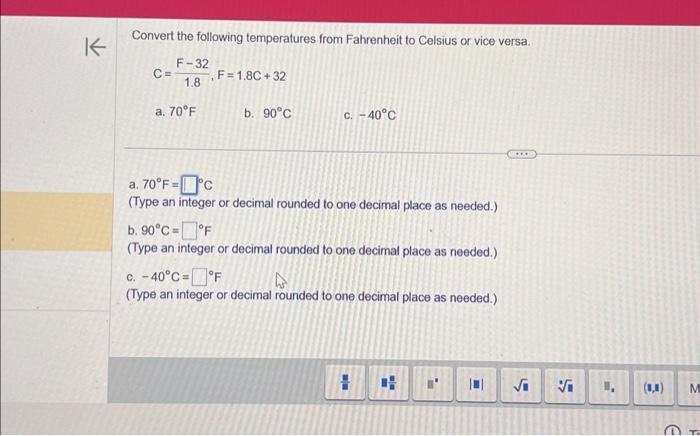 Solved Convert the following temperatures from Fahrenheit to | Chegg.com