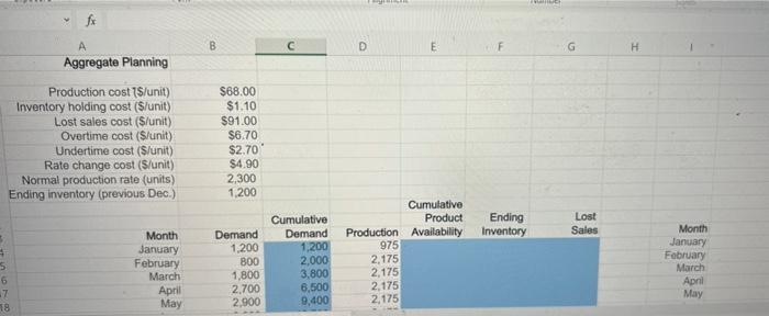 Solved 0 Excel Online Activity: Aggregate Planning Consider | Chegg.com