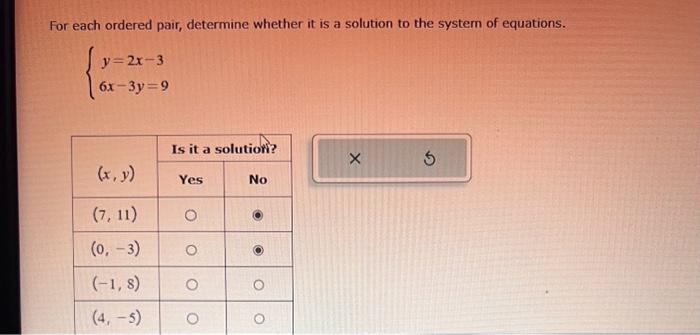 Solved For each ordered pair, determine whether it is a | Chegg.com