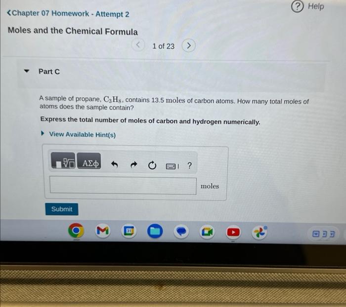 Solved A sample of propane, C3H8, contains 13.5 moles of | Chegg.com