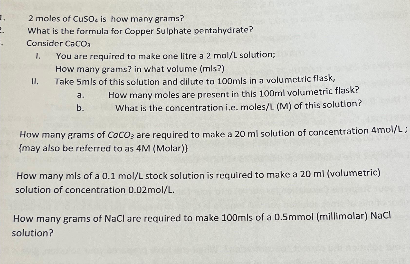Solved 2 ﻿moles of CuSO4 ﻿is how many grams?What is the | Chegg.com