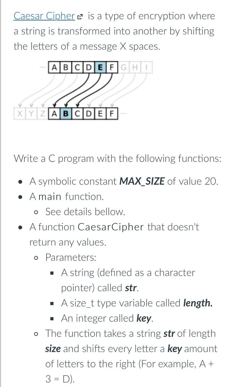 Solved Caesar Cipher is a type of encryption where a string | Chegg.com