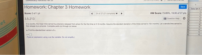 Solved Save Data Set !! 1 1 Homework: Chapter 3 Homework | Chegg.com