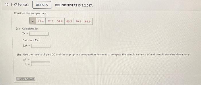 Solved [-17 Points] BBUNDERSTAT13 3.2.017. Consider the | Chegg.com