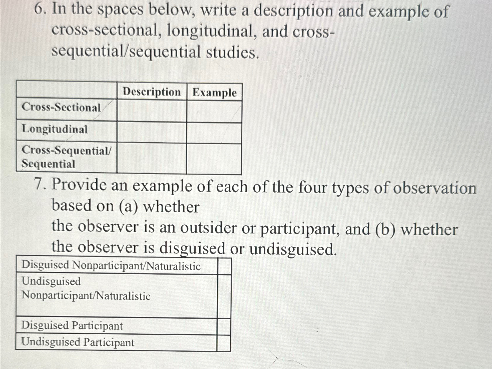 Solved In the spaces below, write a description and example | Chegg.com