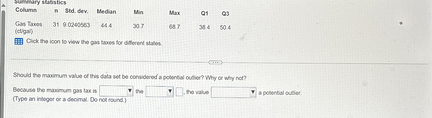 Solved Summary statistics\\n\\\\table[[Column,n,Std. | Chegg.com