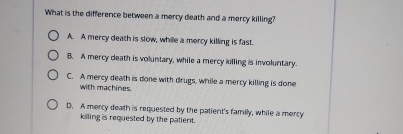 Solved What is the difference between a mercy death and a | Chegg.com