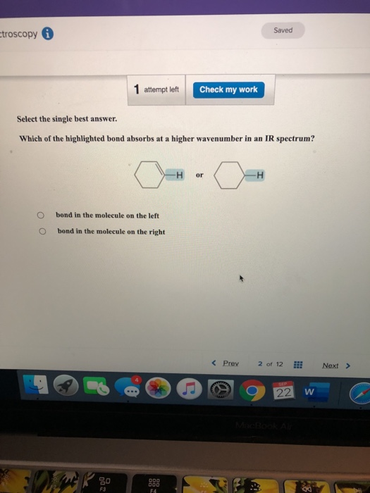 Solved ctroscopy A Saved 1 attempt left Check my work Select | Chegg.com