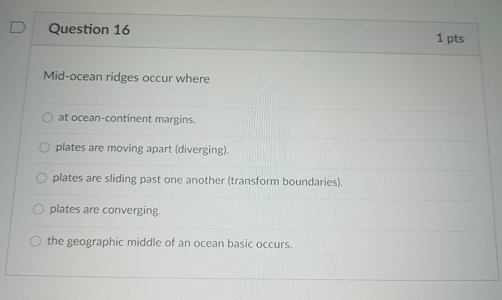 Solved Question 15 1 pts Ocean floor subducts under | Chegg.com