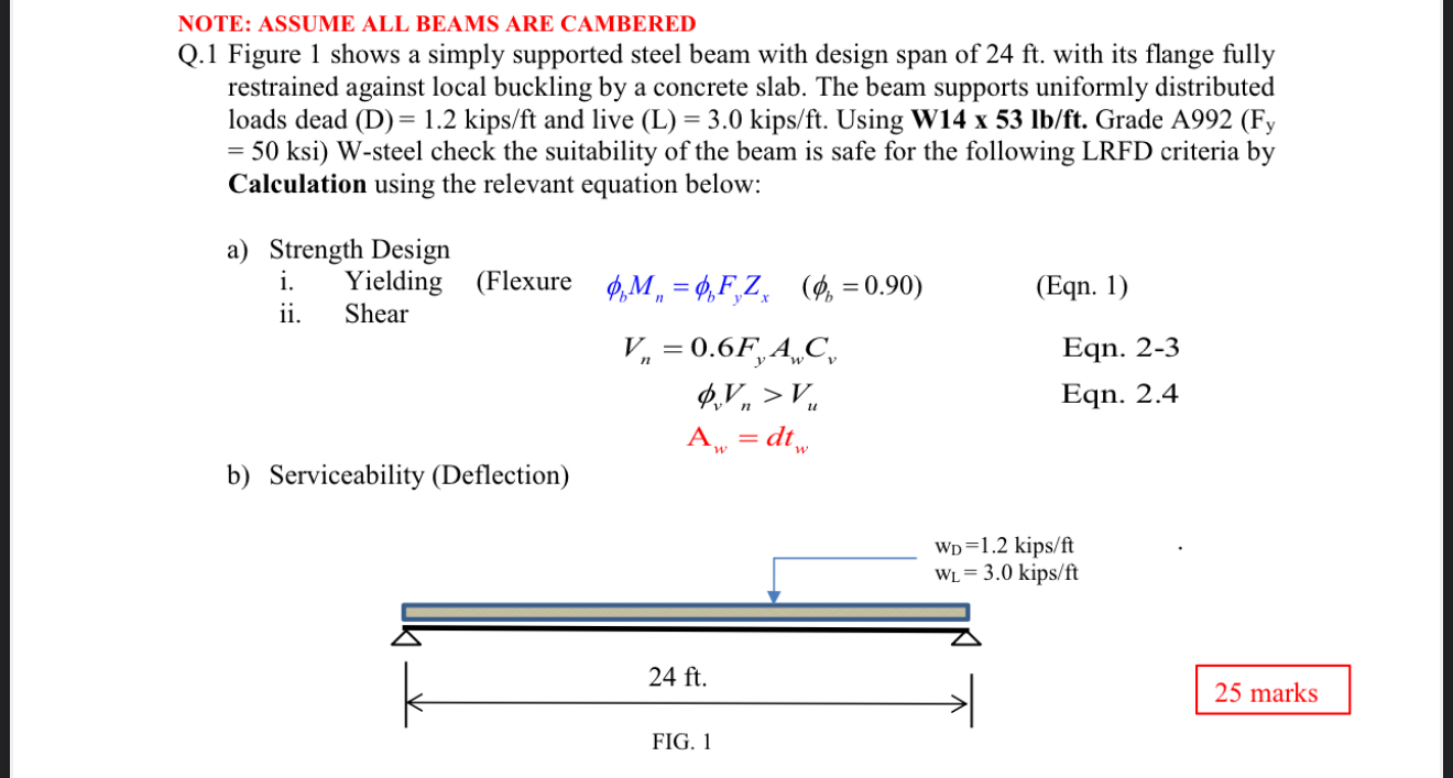 Solved NOTE: ASSUME ALL BEAMS ARE CAMBEREDQ. 1 ﻿Figure 1 | Chegg.com