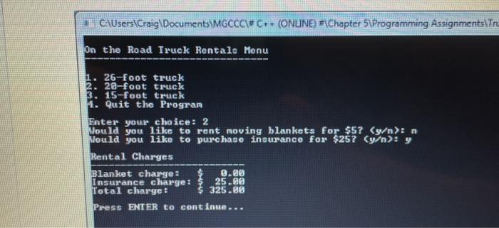 Solved Programming Assignment: Truck Rental On the Road | Chegg.com