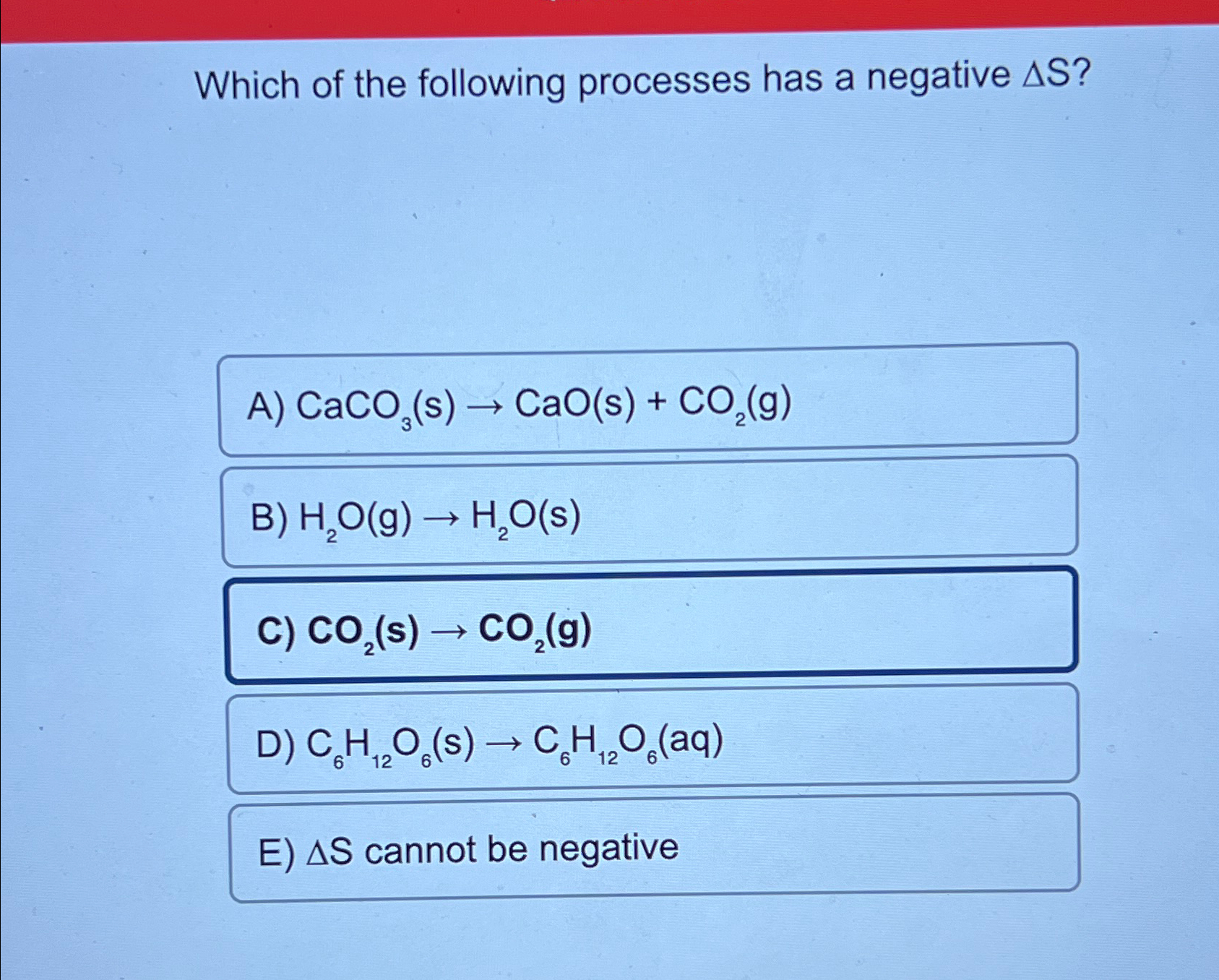 Solved Which of the following processes has a negative | Chegg.com
