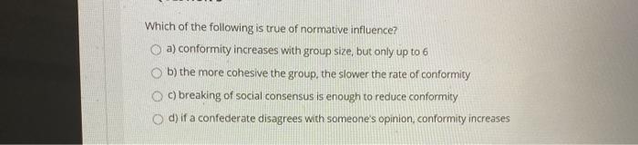 Solved Which of the following is true of normative | Chegg.com