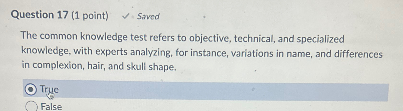 Solved Question 17 (1 point) SavedThe common knowledge | Chegg.com Solved Question 17 (1 point) SavedThe common knowledge | Chegg.com