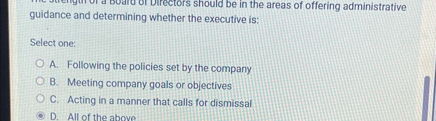 guidance and determining whether the executive | Chegg.com