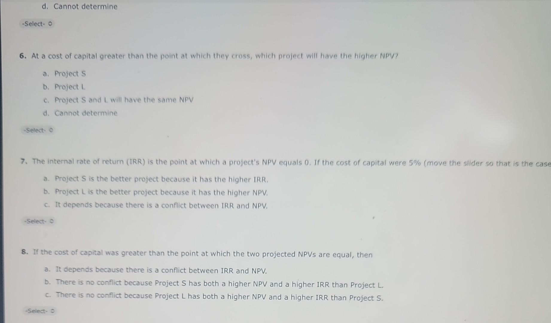 Solved The blue curve (labeled "L") depicts the NPV for a | Chegg.com