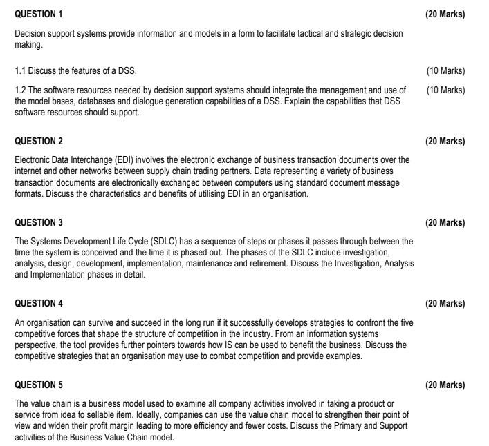 Solved Decision Support Systems Provide Information And