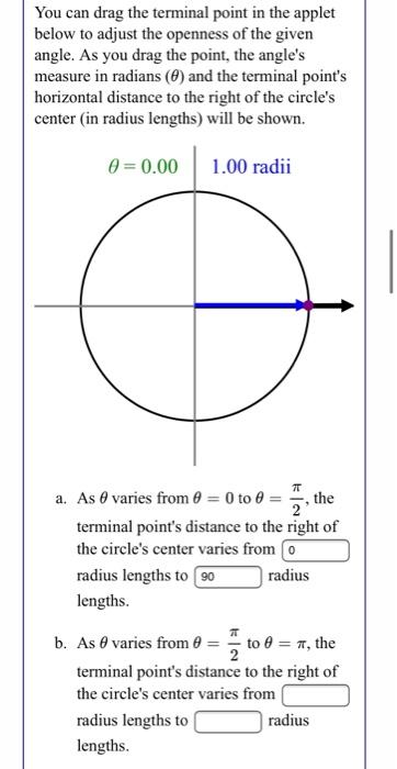 Solved You can drag the terminal point in the applet below | Chegg.com