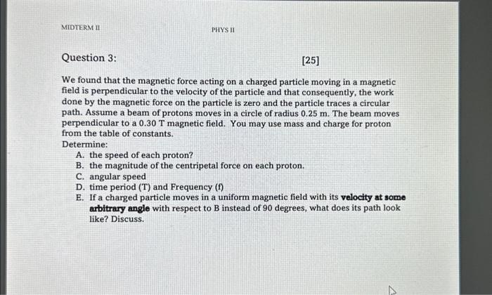 Solved Question 3: [25] We found that the magnetic force | Chegg.com