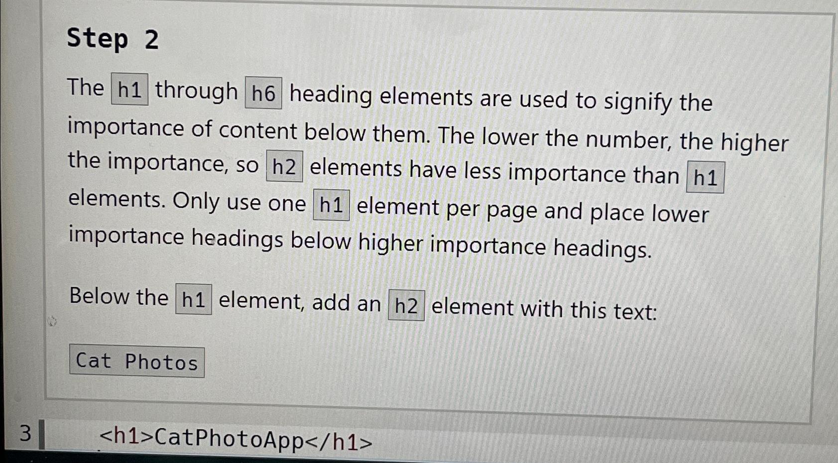 Solved Step 2The through heading elements are used to | Chegg.com
