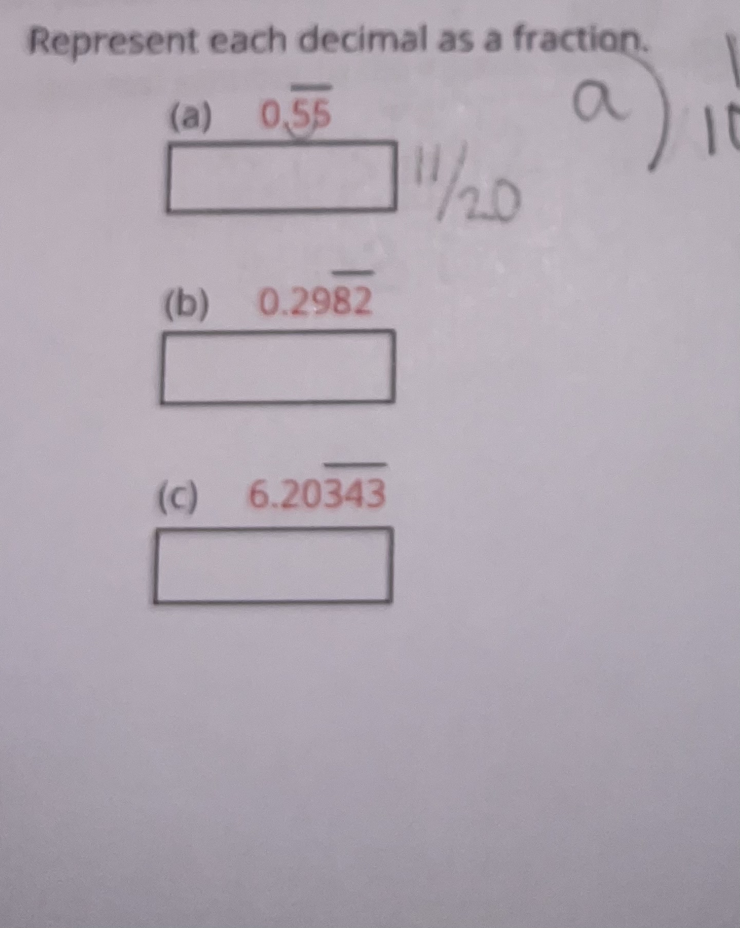 Solved Represent each decimal as a | Chegg.com