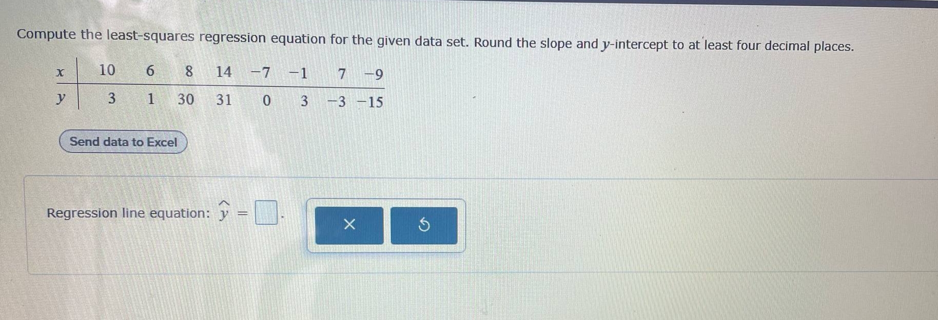Solved Compute the least-squares regression equation for the | Chegg.com