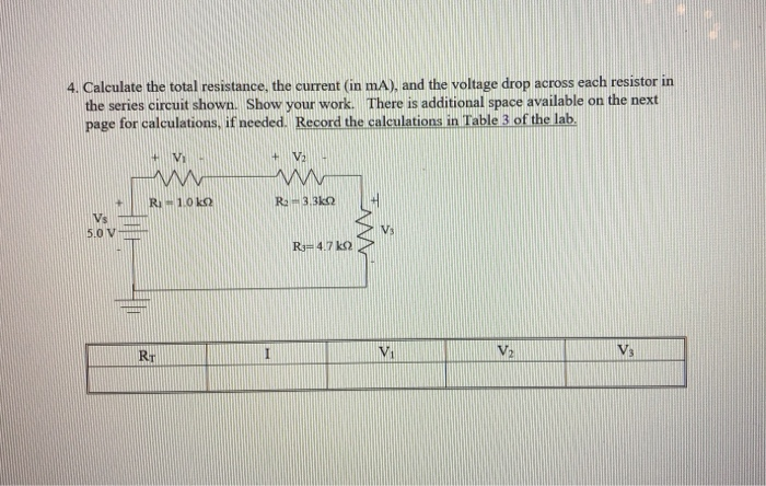Solved 4. Calculate the total resistance, the current (in | Chegg.com