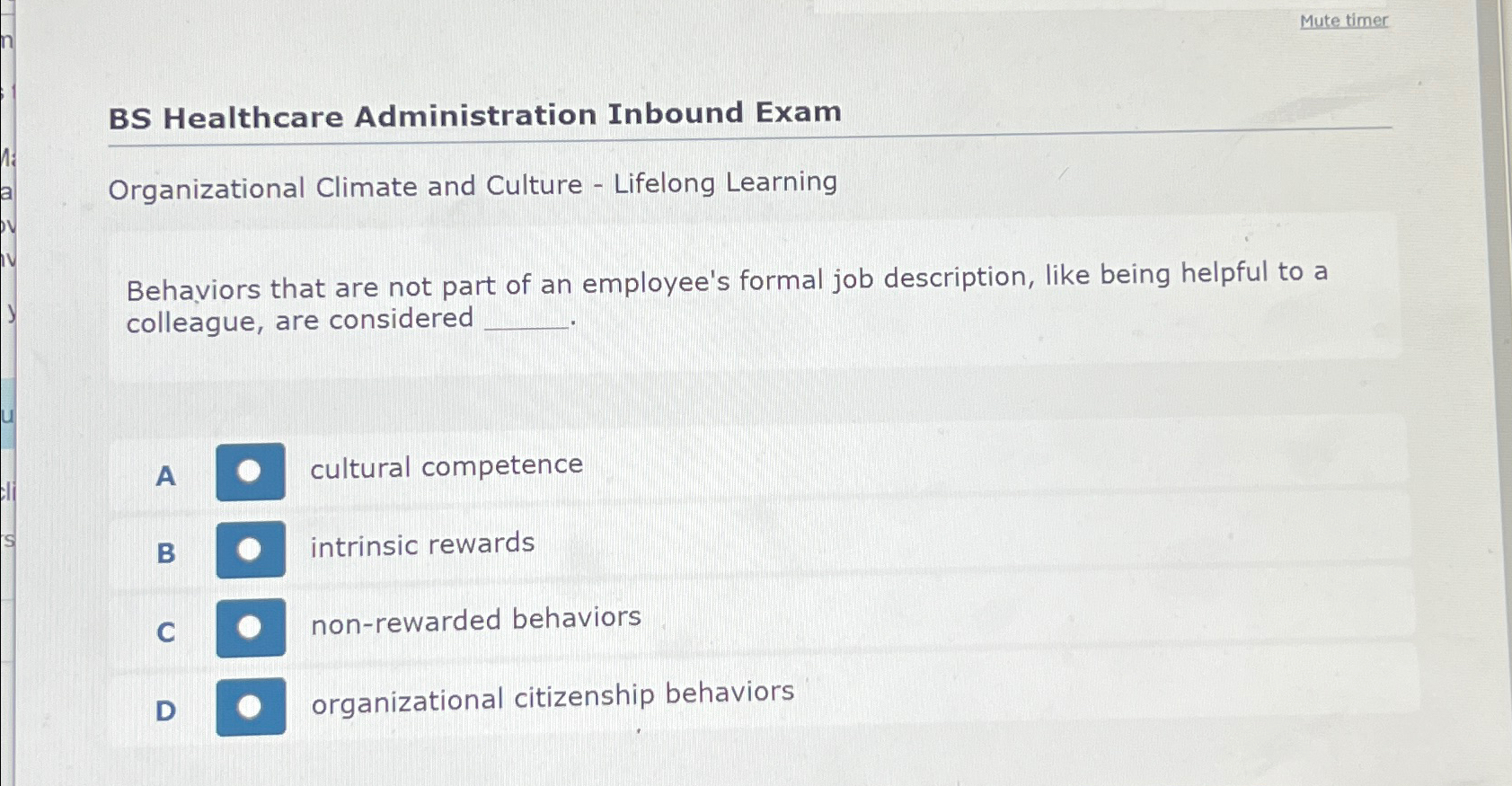 Solved Mute timerBS Healthcare Administration Inbound | Chegg.com