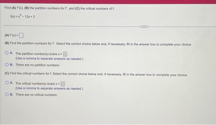 Solved Find \\( (A) f^{\\prime}(x),(B) \\) the partition | Chegg.com