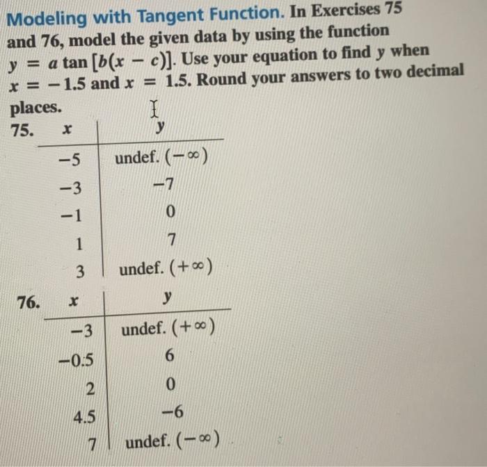 Solved Modeling with Tangent Function. In Exercises 75 and | Chegg.com