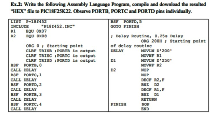 Ex.2: Write the following Assembly Language Program, | Chegg.com