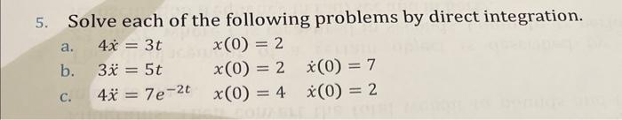 Solved 5. Solve each of the following problems by direct | Chegg.com
