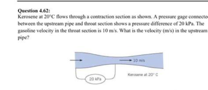 Solved Question 4.62: Kerosene at 20°C flows through a | Chegg.com