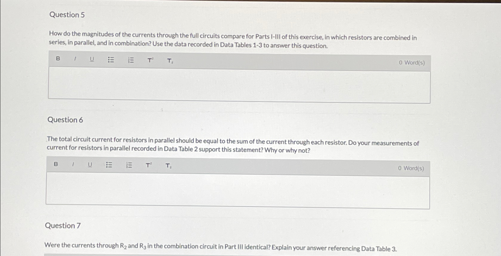 Solved Question 5How do the magnitudes of the currents | Chegg.com