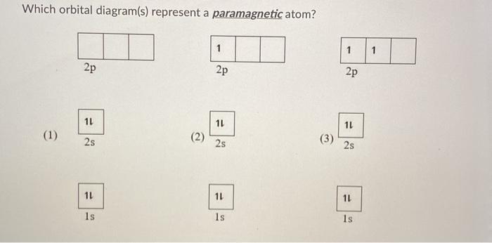 Solved Which orbital diagram(s) represent a paramagnetic | Chegg.com