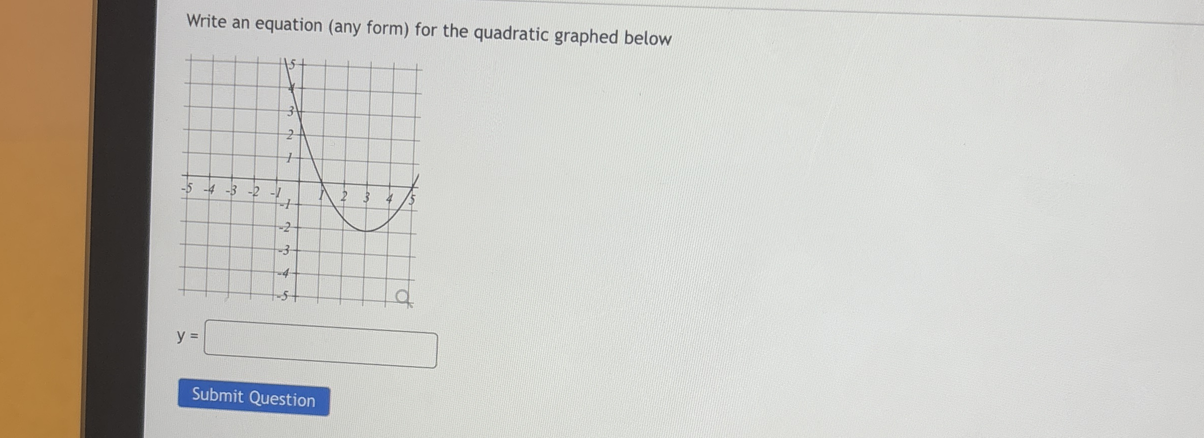 Solved Write an equation (any form) ﻿for the quadratic | Chegg.com