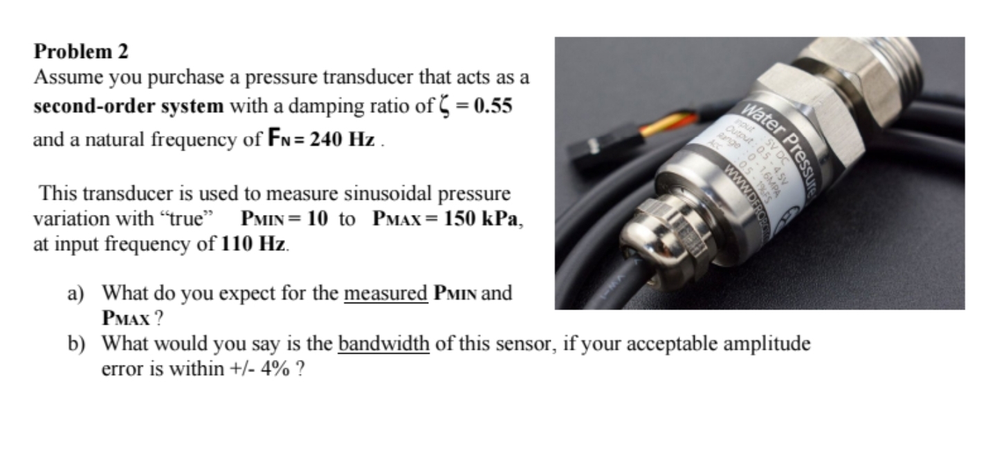 Solved Problem 2Assume you purchase a pressure transducer | Chegg.com