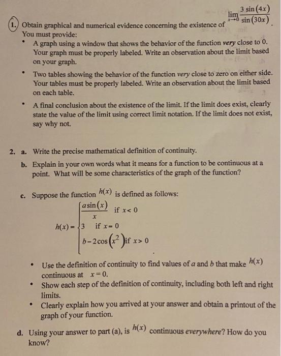 Solved 1. Obtain graphical and numerical evidence concerning | Chegg.com