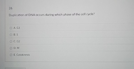 Solved Duplication of DNA occurs during which phase of the | Chegg.com