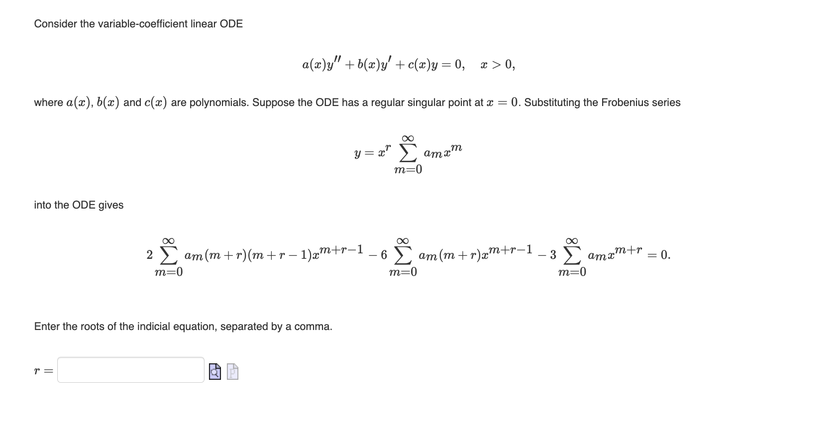 Solved Consider the variable-coefficient linear | Chegg.com