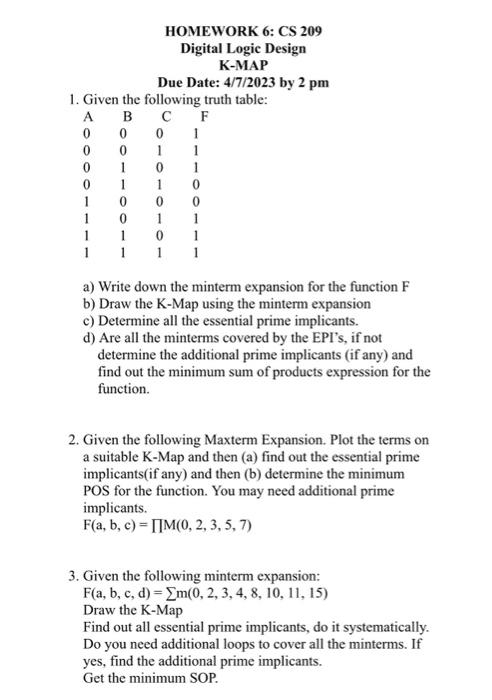 Solved A Write Down The Minterm Expansion For The Function 8755