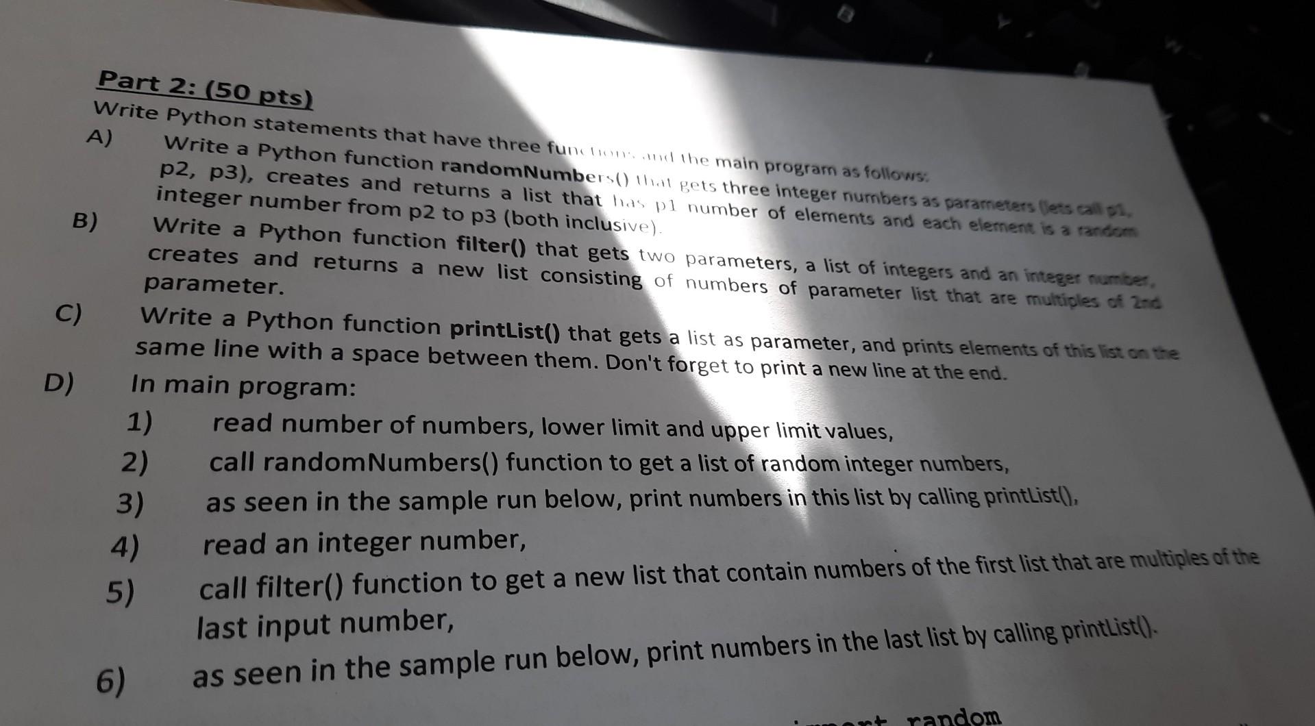 Solved Part 2 50 Pts Write Python Statements That Have 