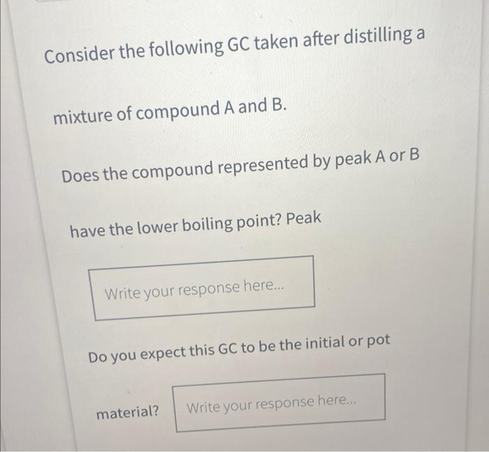 Solved Consider the following GC taken after distilling a | Chegg.com