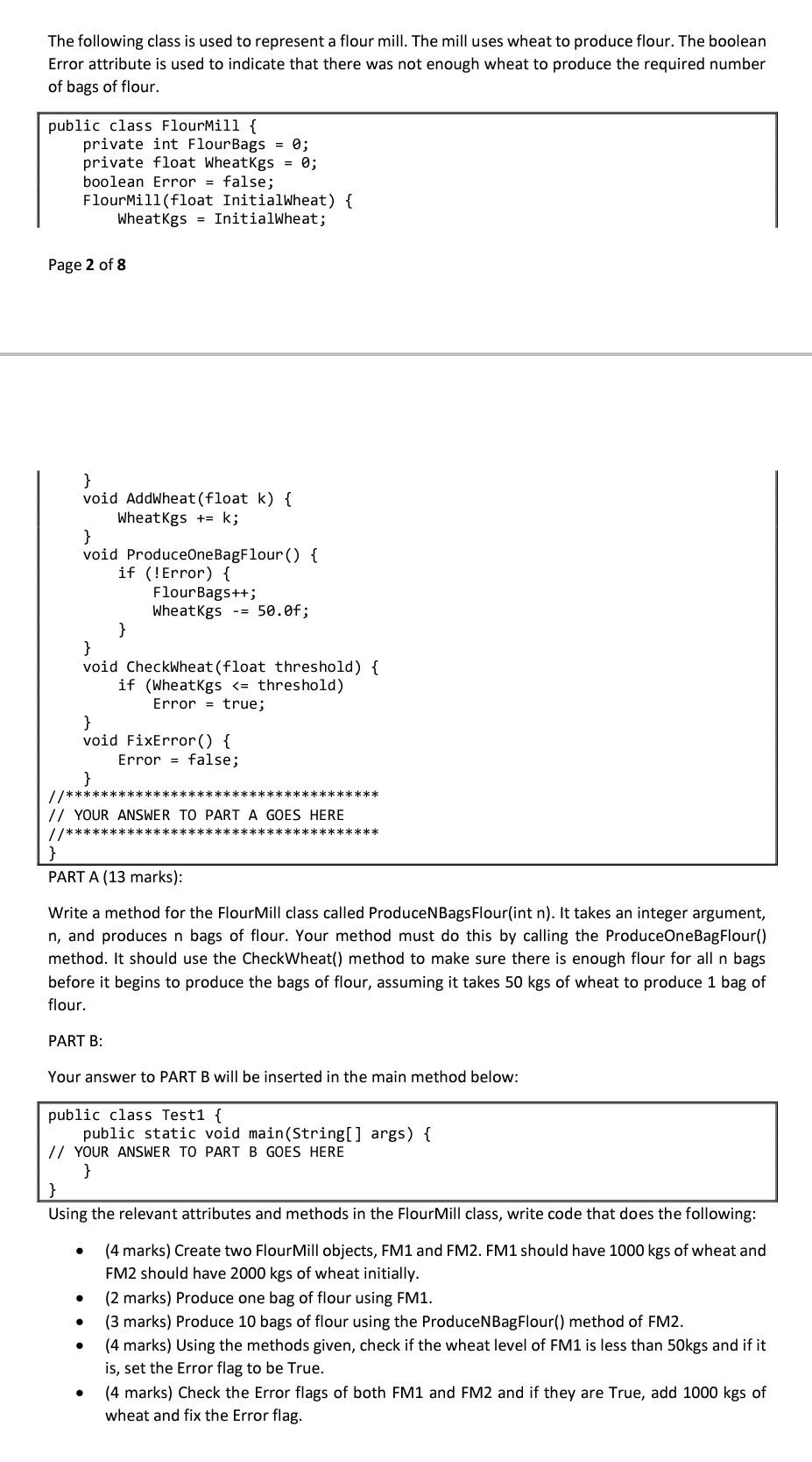 Solved The following class is used to represent a flour | Chegg.com